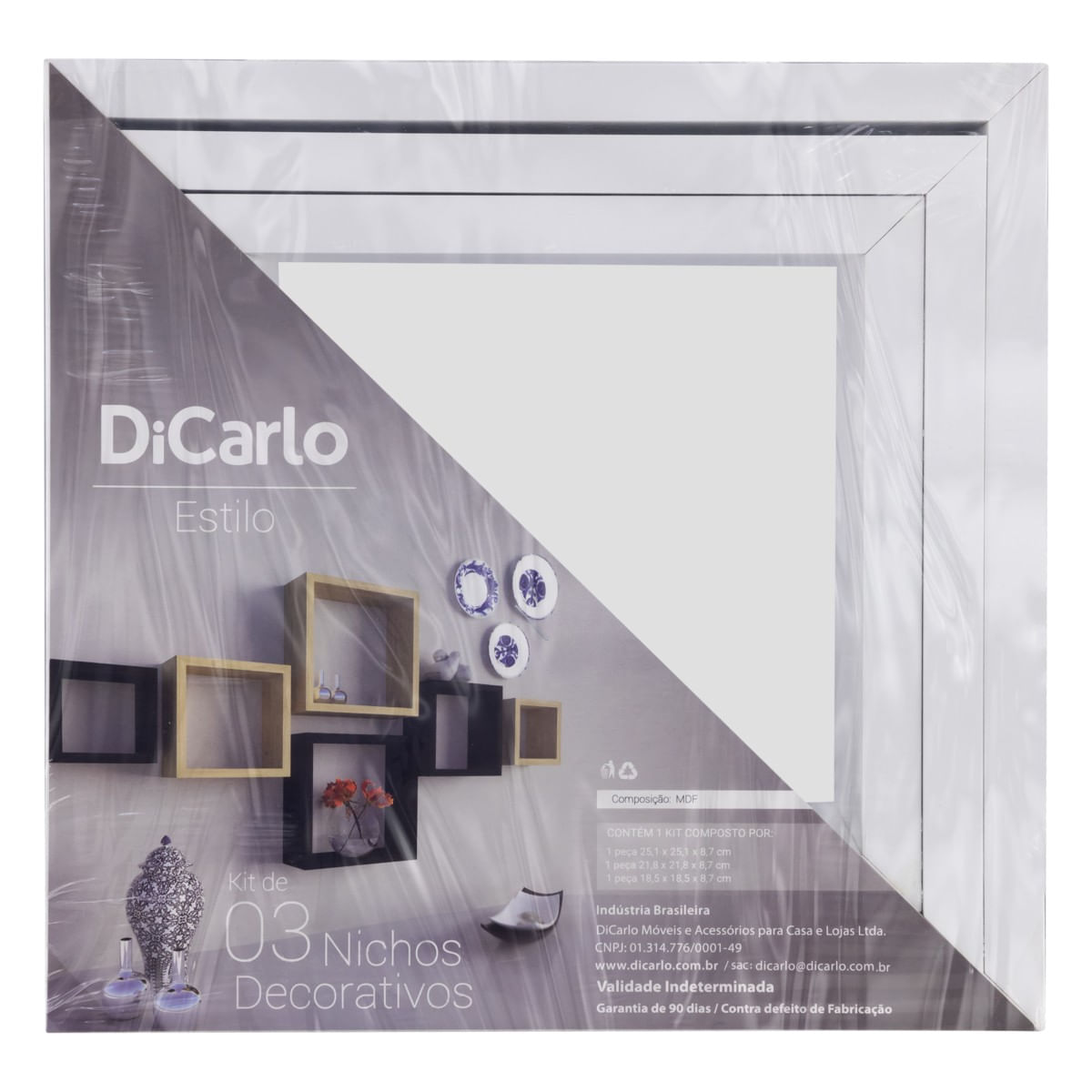 Kit Nicho de Parede Mdf DiCarlo Branco 3 peças - Milium